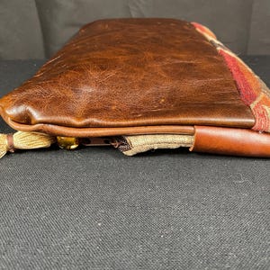 Handmade One of a Kind Clutch, Created With Leather and Vintage Fabric ...