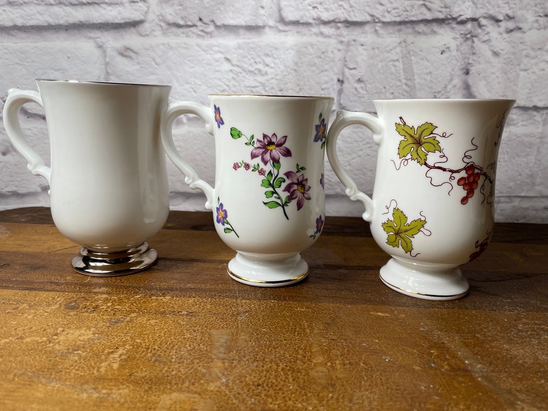 Vintage Royal Victoria Fine Bone China, Teacups, From the 70s Grape ...