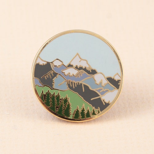 Mountains Enamel Pin Pin Badge Hard Enamel Pin Gold - Etsy