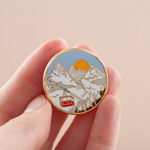 Winter Snowy Mountains Enamel Pin | Hard Enamel Pin Badge | Enamel ...