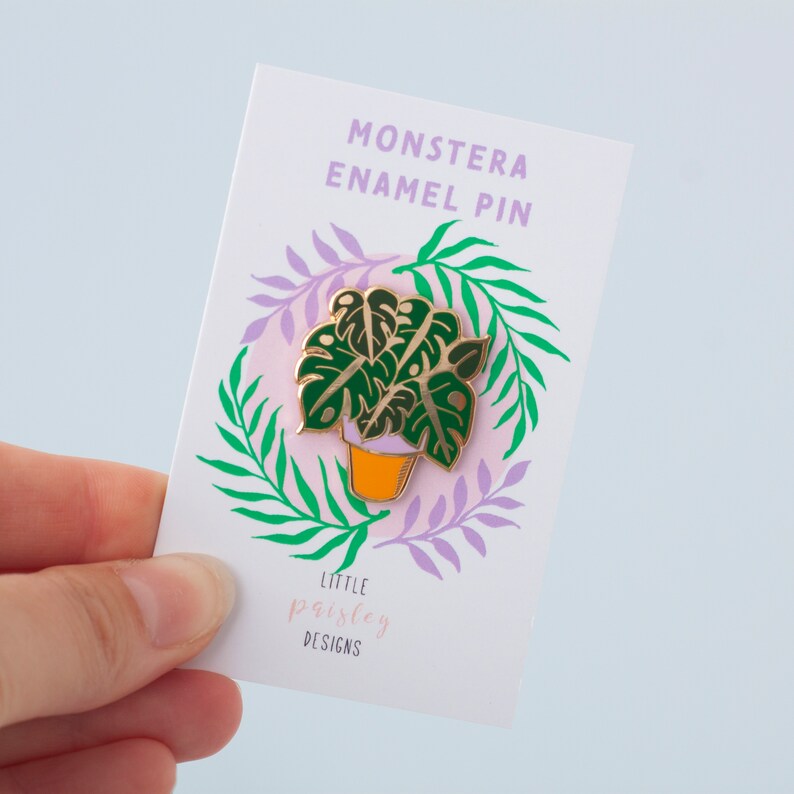 Monstera Enamel Pin Plant Lapel Pin Hard Enamel Pin Gold Etsy
