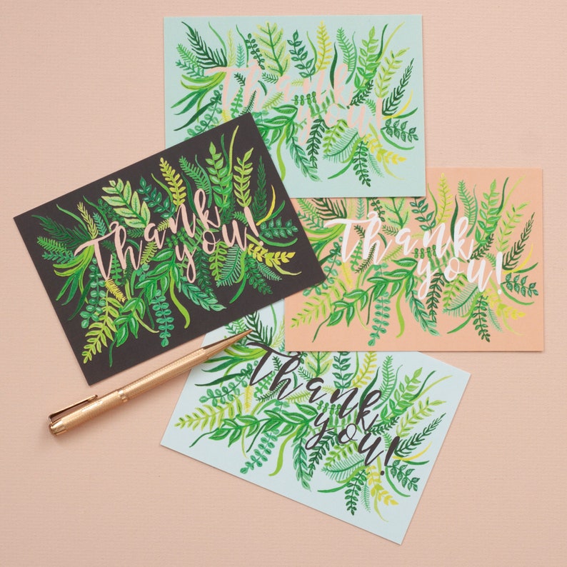 Thankyou Notelet Pack Foliage Patterned Notelets - Etsy