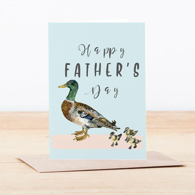 Happy Father's Day Duck Illustrated Greeting Card | Etsy