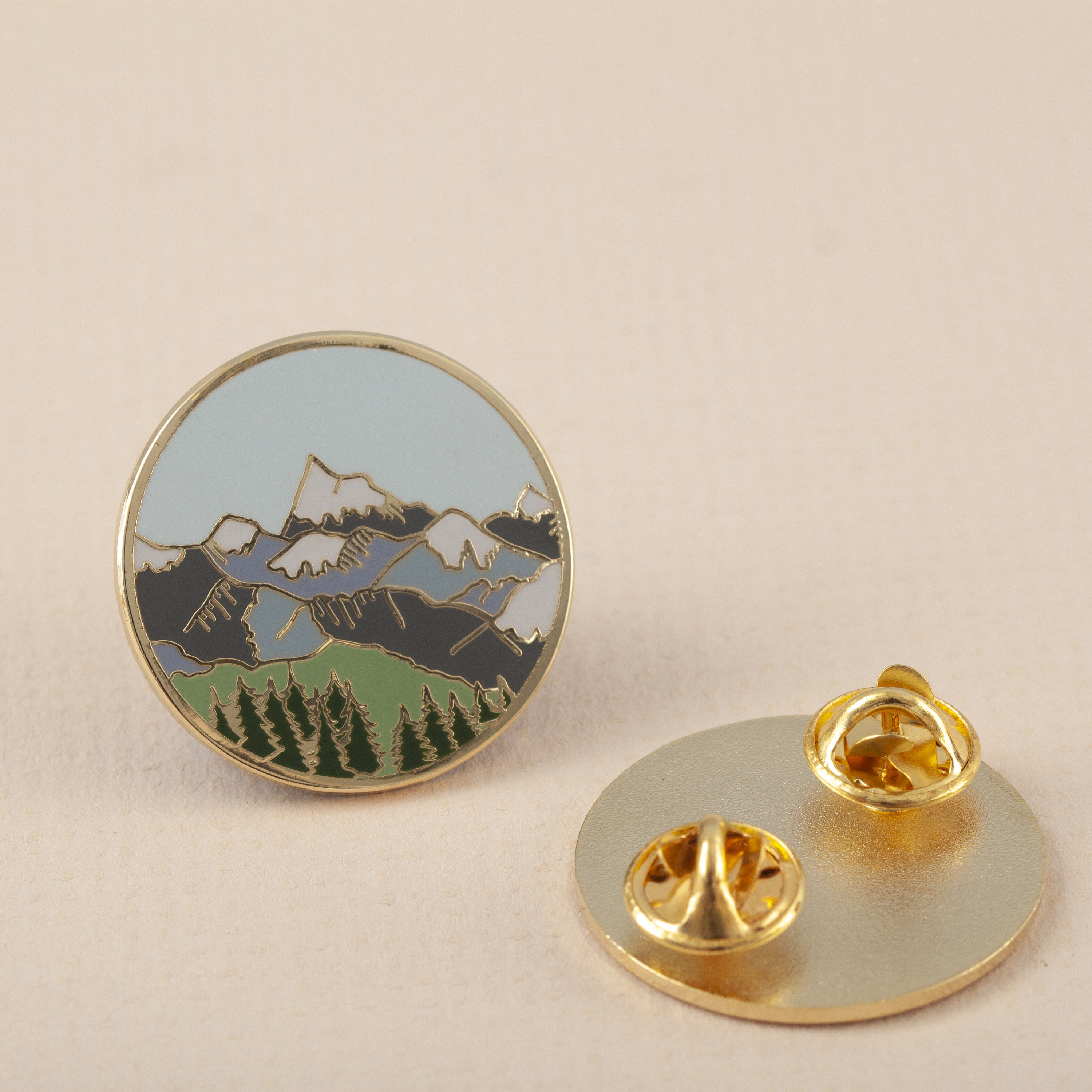 Mountains Enamel Pin Pin Badge Hard Enamel Pin Gold | Etsy