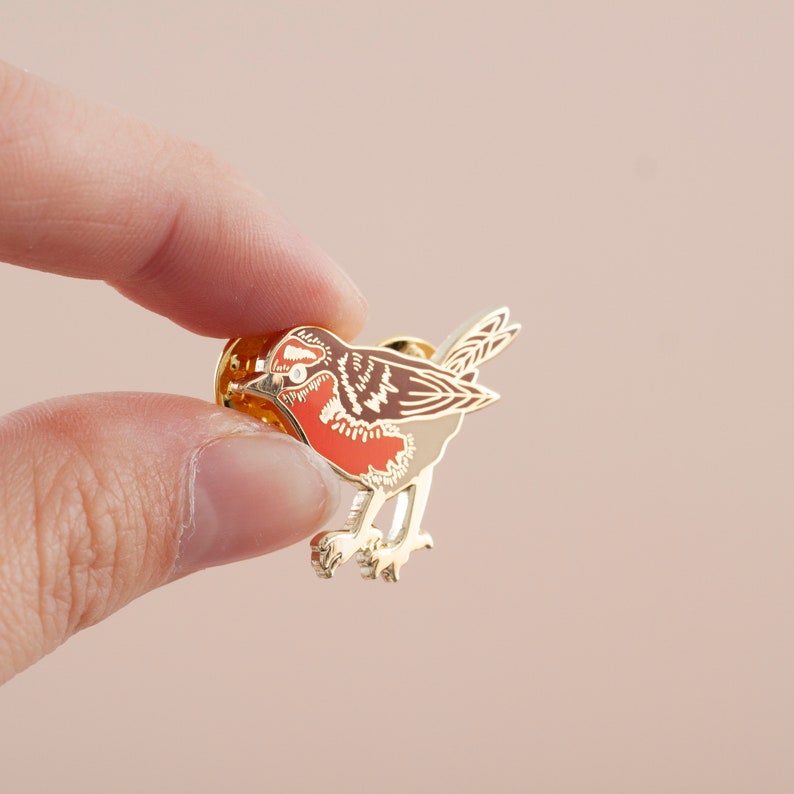 Robin Bird Enamel Pin | Pin Badge | Hard Enamel Pin | Gold Enamel Pin ...