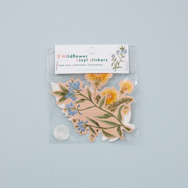 Wildflower Vinyl Sticker Pack | Watercolour Flower Stickers | Dandelion ...
