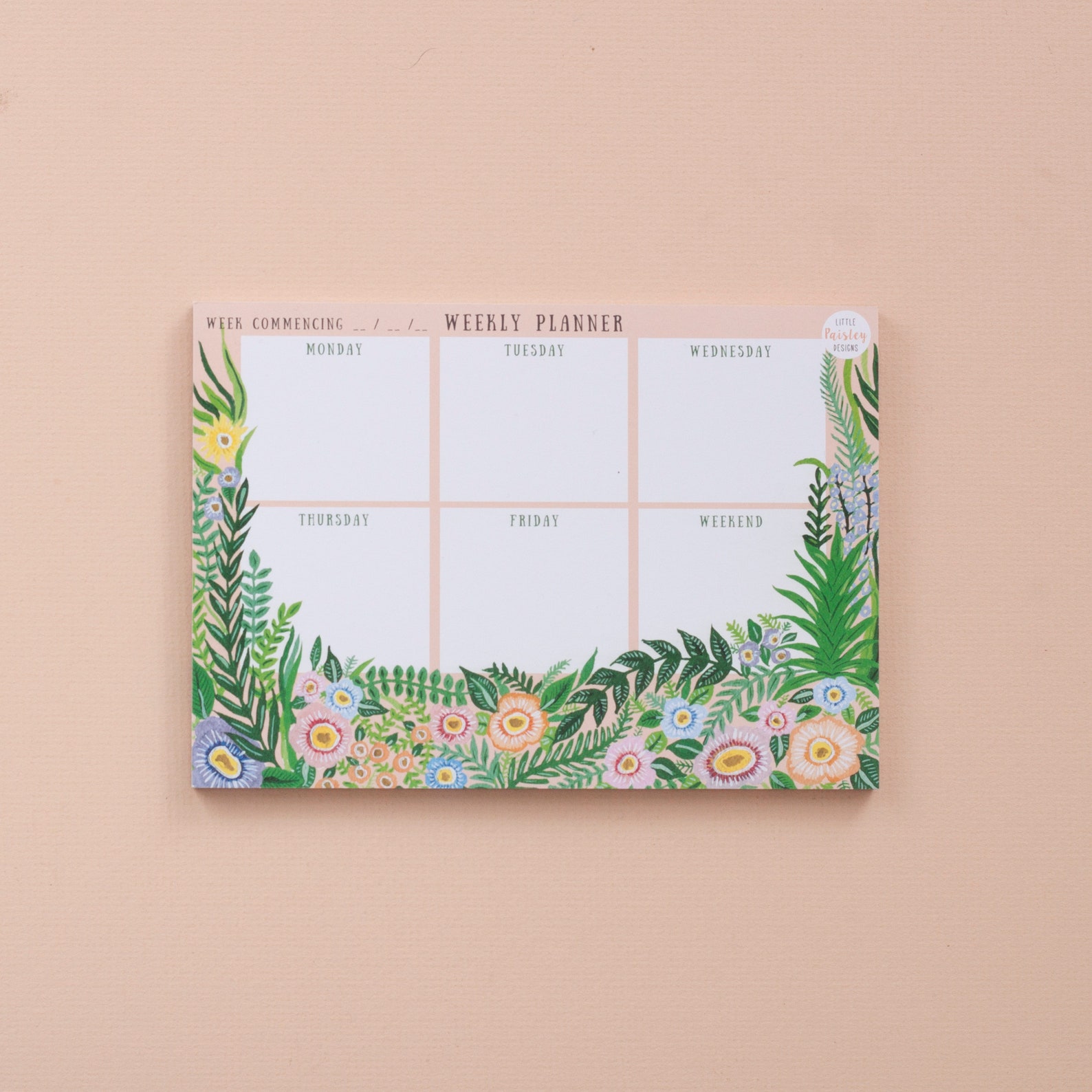 Weekly Planner Notepad Floral Foliage Pattern Flower Print | Etsy