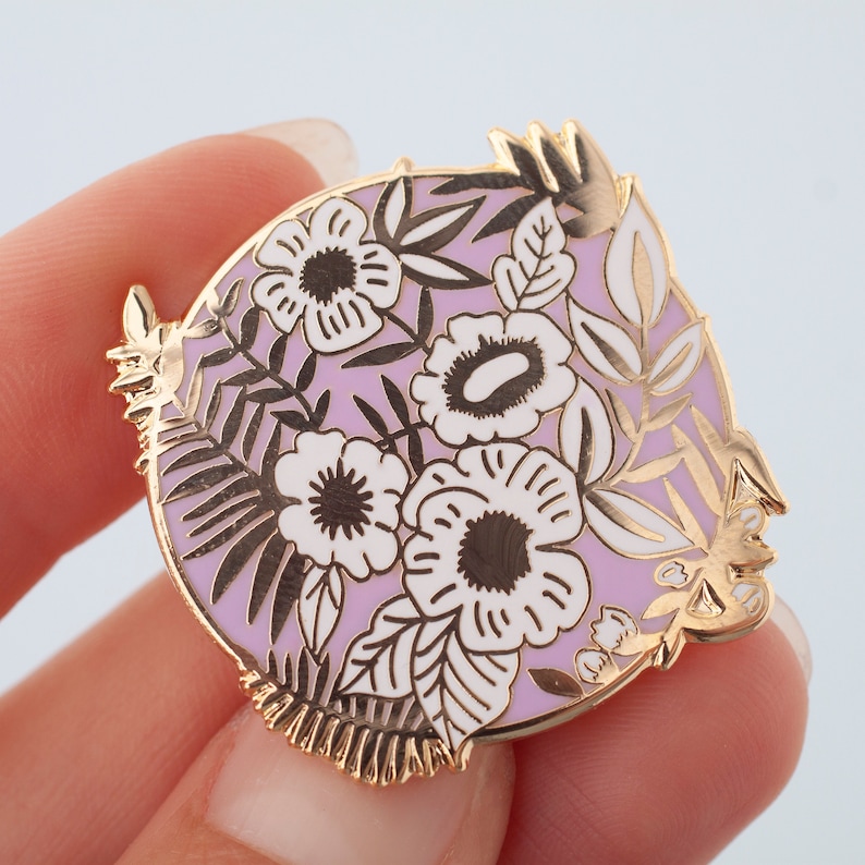 Lilac Floral Pattern Enamel Pin Pin Badge Hard Enamel Pin - Etsy