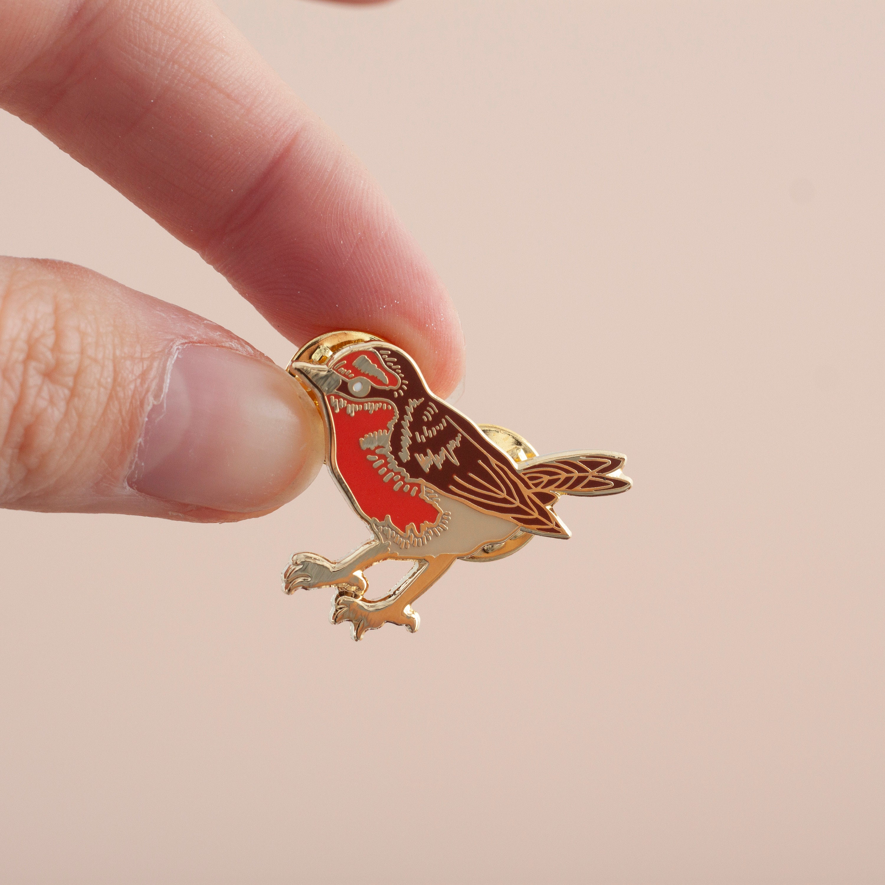 Robin Bird Enamel Pin | Pin Badge | Hard Enamel Pin | Gold Enamel Pin ...