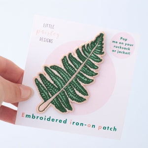 Fern Embroidered Iron-on Patch | Nature Patch | Leaf Patch | Plant ...