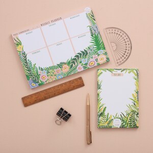 Weekly Planner Notepad | Floral Foliage Pattern | Flower Print ...