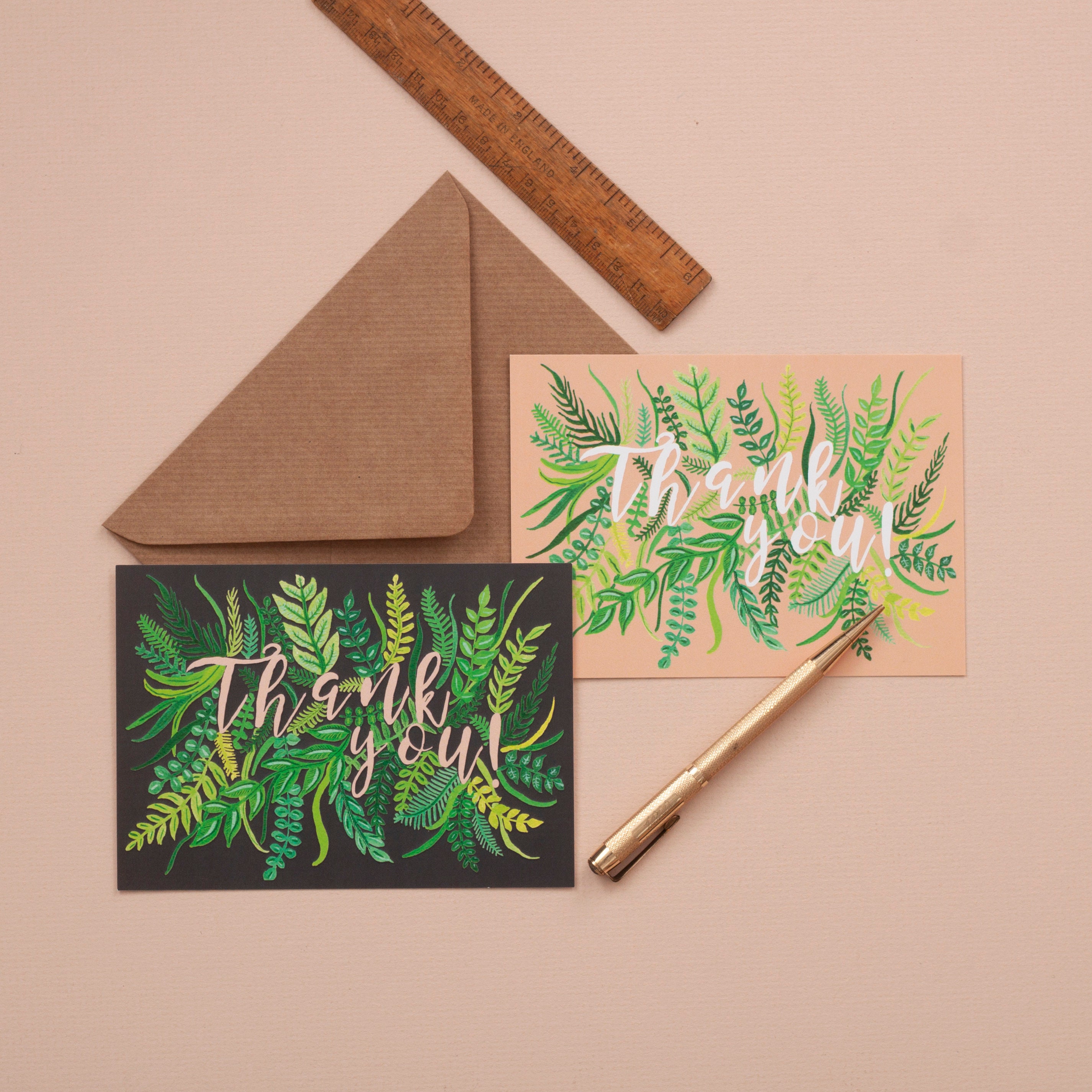 Thankyou Notelet Pack Foliage Patterned Notelets | Etsy UK