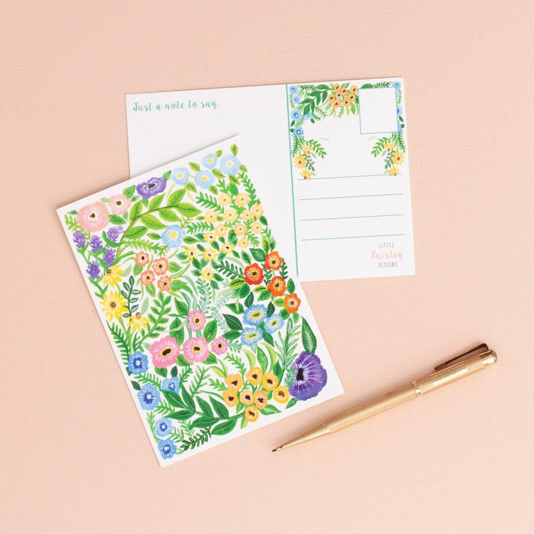 Flower Pattern Postcard | A6 Postcard | Flower Print | Correspondence ...