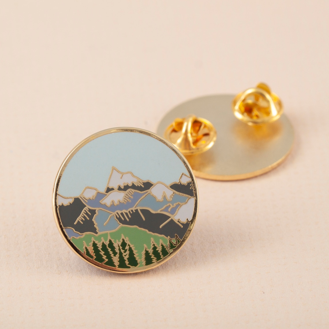 Mountains Enamel Pin Pin Badge Hard Enamel Pin Gold | Etsy