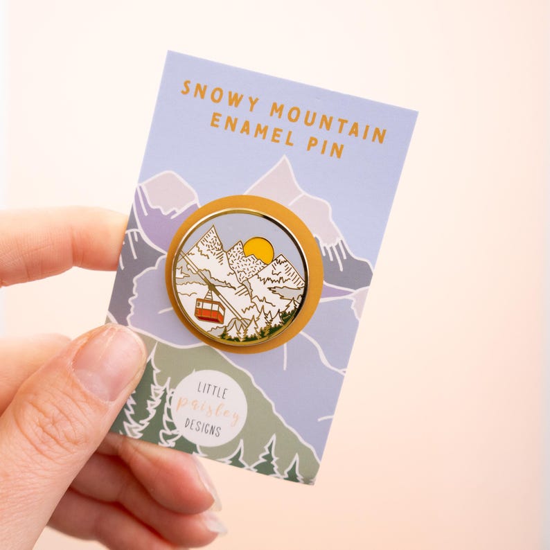 Winter Snowy Mountains Enamel Pin | Hard Enamel Pin Badge | Enamel ...
