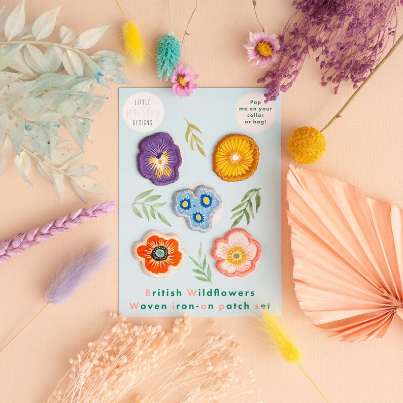 Wild Flower Woven Patch Pack Iron On Patch Pack Floral | Etsy