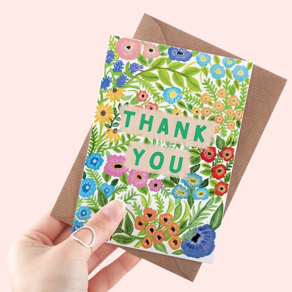 Hand Drawn Thank You Card - Etsy UK