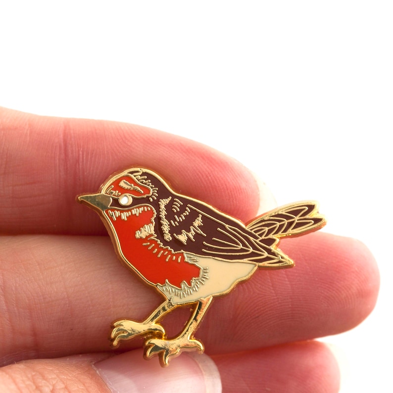 Robin Bird Enamel Pin | Pin Badge | Hard Enamel Pin | Gold Enamel Pin ...