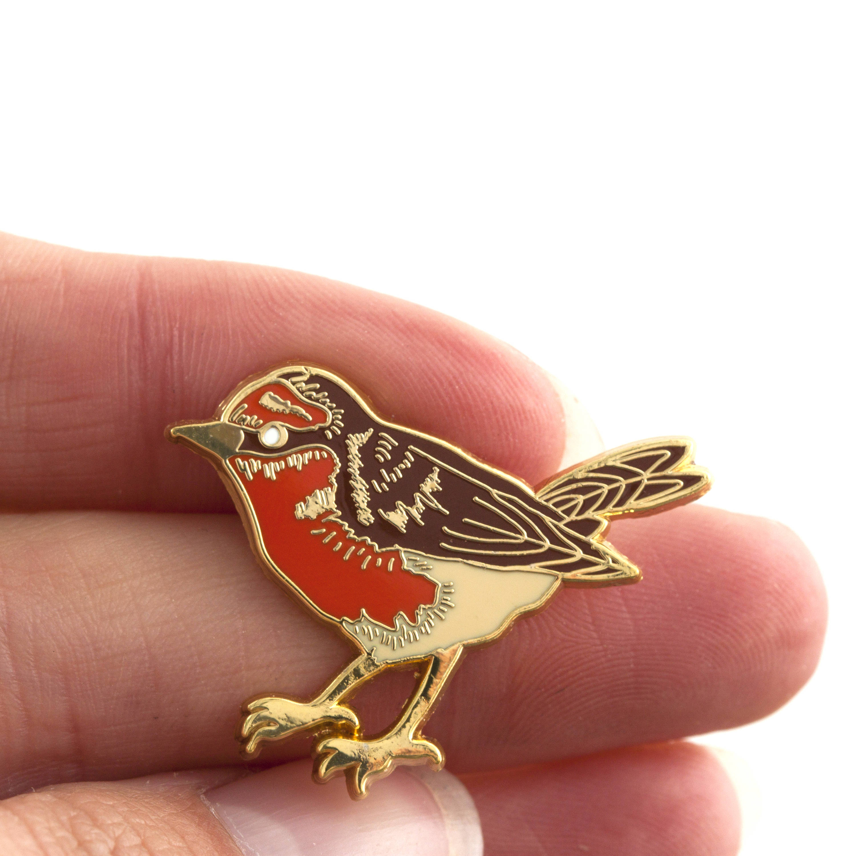Robin Bird Enamel Pin | Pin Badge | Hard Enamel Pin | Gold Enamel Pin ...