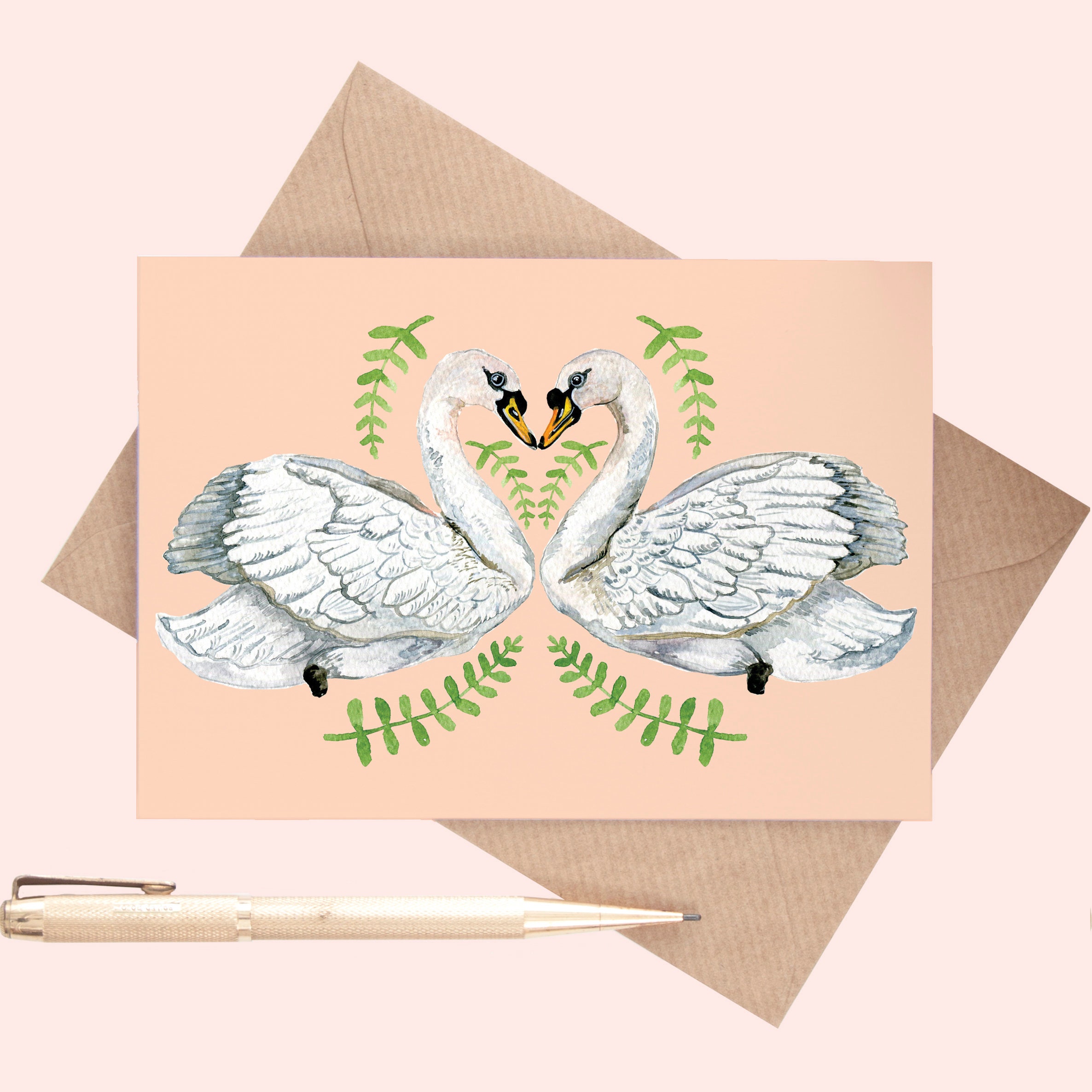 Paper Paper & Party Supplies birds swans happy card blank card Swan ...