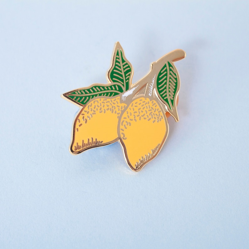 Lemons Enamel Pin | Lapel Pin | Hard Enamel Pin | Gold Enamel Pin Badge ...