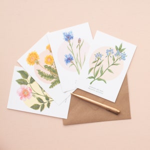 British Wild Flower Notelet Pack | Pack of 8 Illustrated Notelets ...