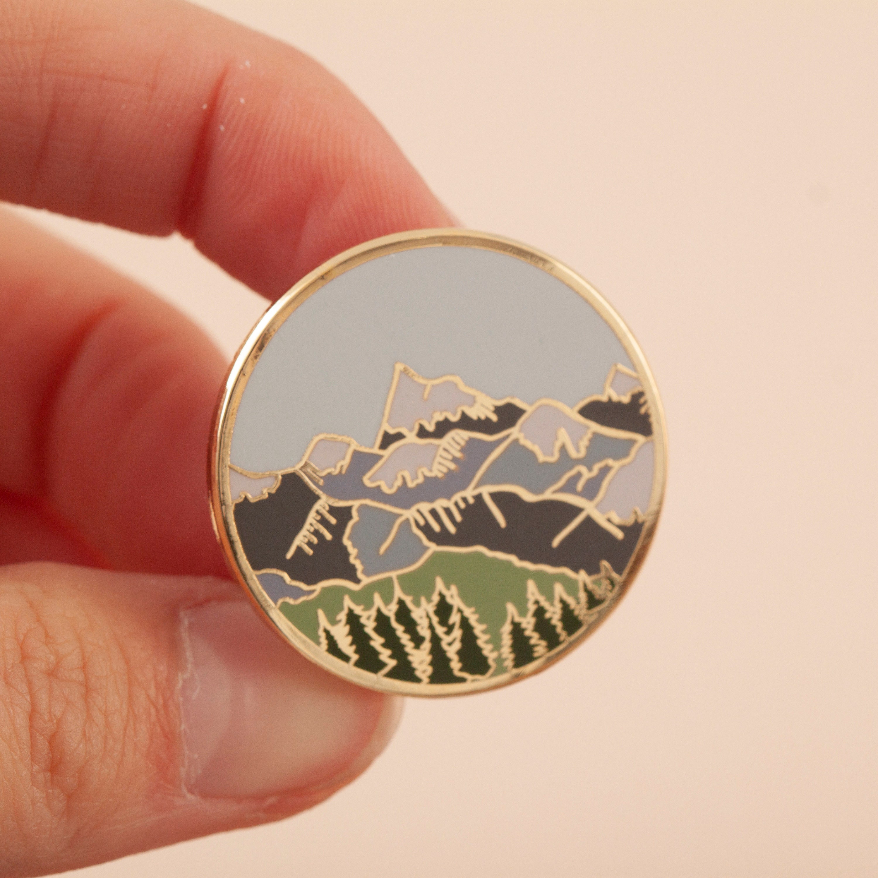 Mountains Enamel Pin Pin Badge Hard Enamel Pin Gold | Etsy UK