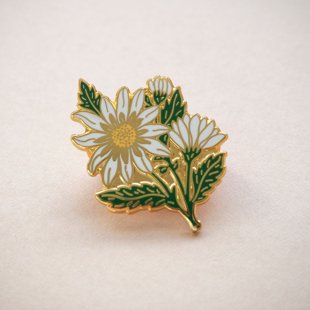 Daisy Flower Enamel Pin | Lapel Pin | Hard Enamel Pin | Gold Enamel Pin ...