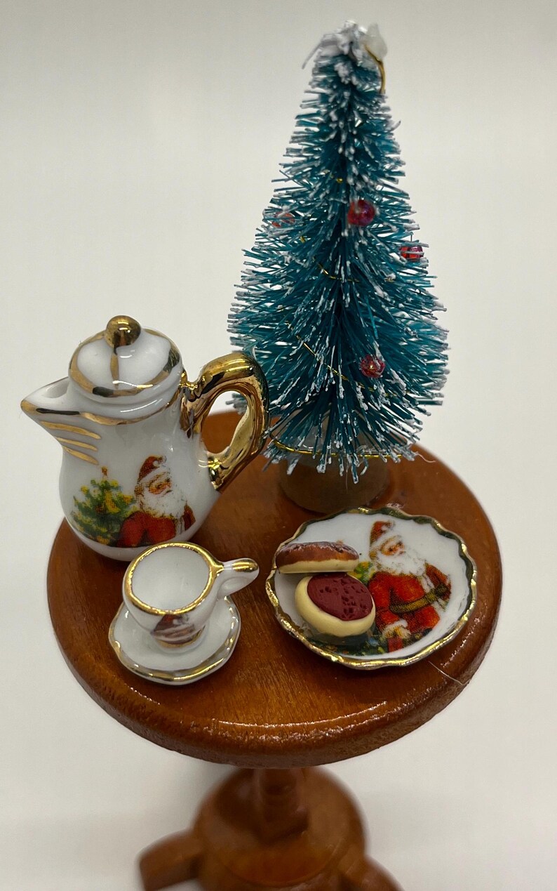 1/12 Reutter Dollhouse Miniature Wood Table With Santa Design Tea for ...