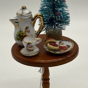 1/12 Reutter Dollhouse Miniature Wood Table With Santa Design Tea for ...