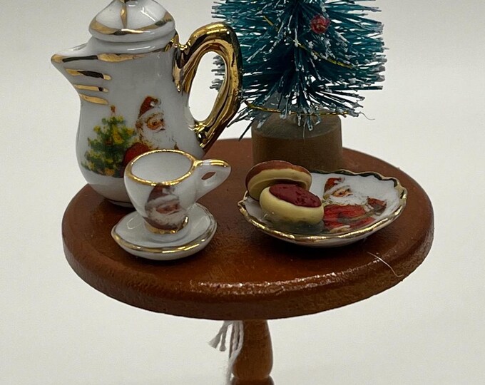 1/12 Reutter Dollhouse Miniature Wood Table With Santa Design Tea for ...