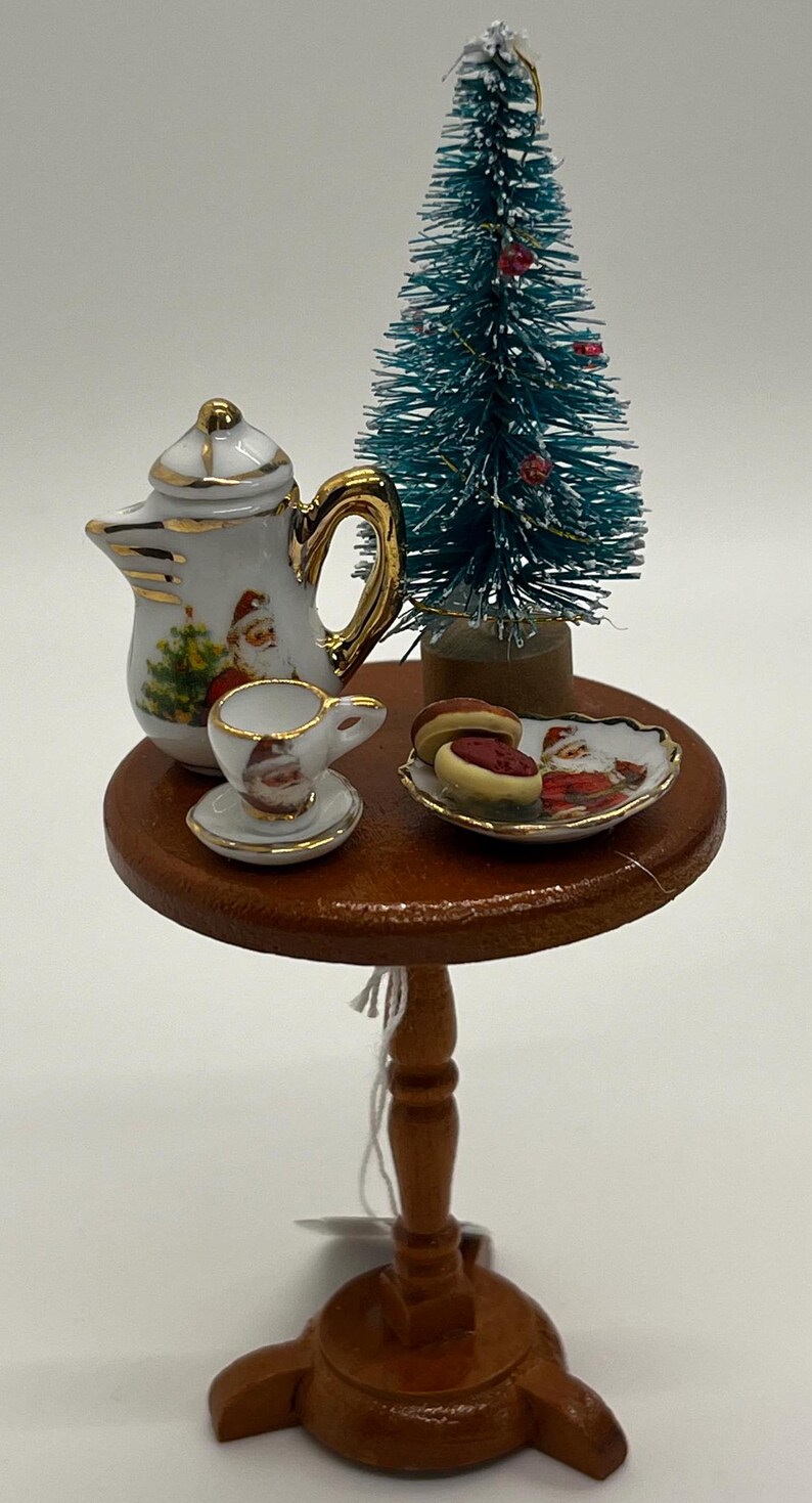 1/12 Reutter Dollhouse Miniature Wood Table With Santa Design Tea for ...