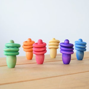 Wood Stacker Toy Waldorf Wooden Toys for Fine Motor Stacking - Etsy