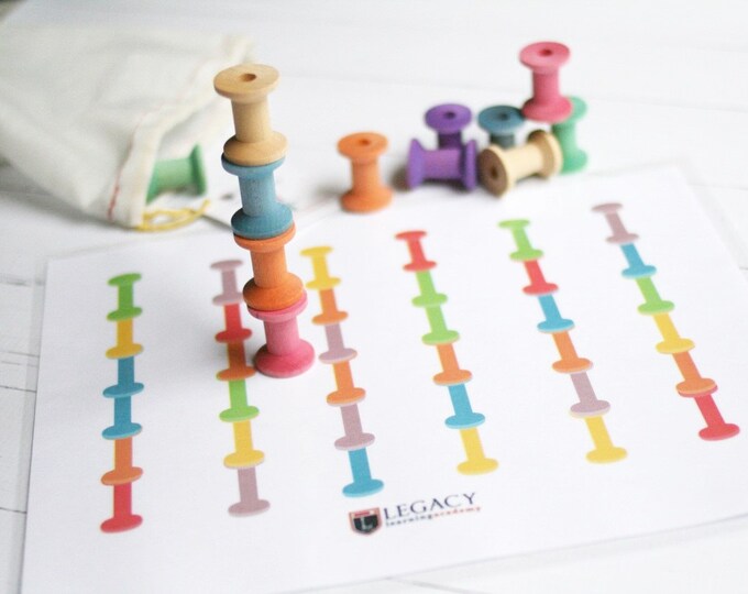 Wooden Spool Stacking Game, Montessori Rainbow Wood Toy for Girls ...