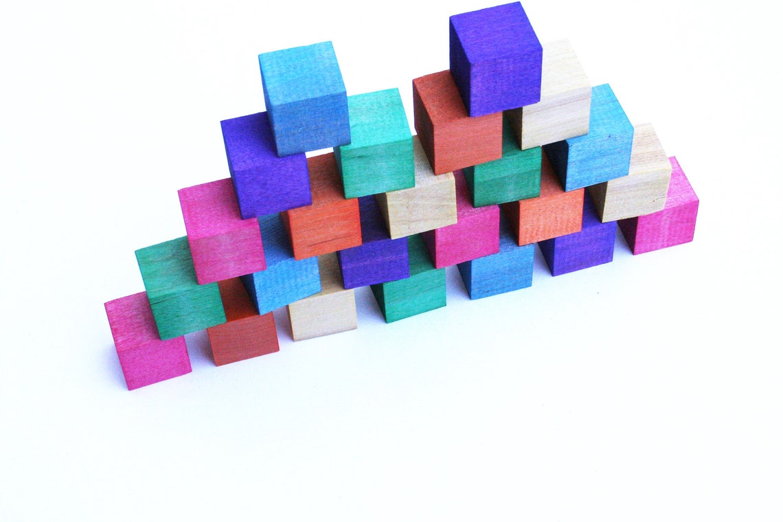 Rainbow Building Blocks Montessori Wooden Blocks Toy for | Etsy