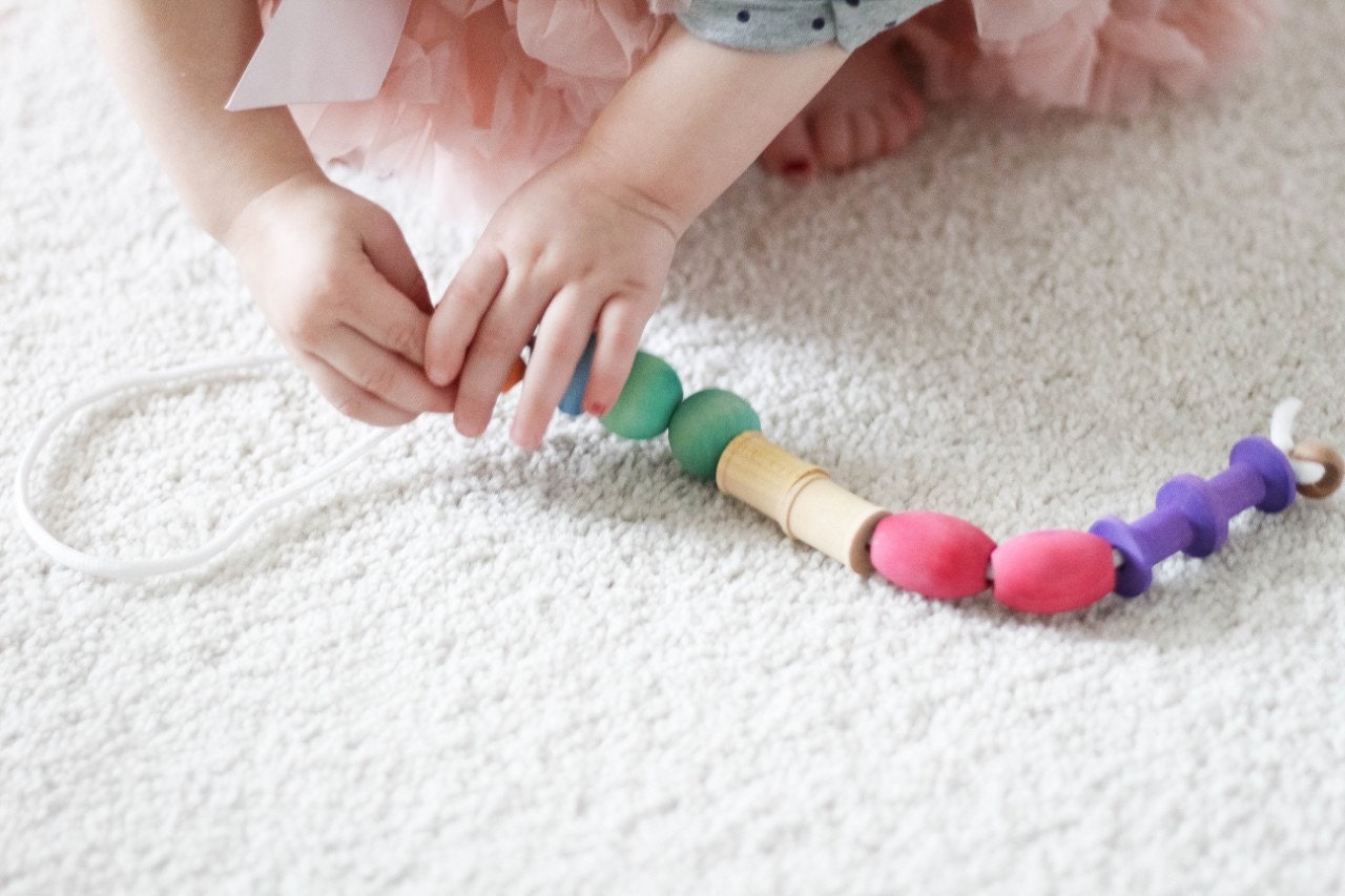 Wood Lacing Toy and Threading Toy Wooden Bead Stringing Set - Etsy UK