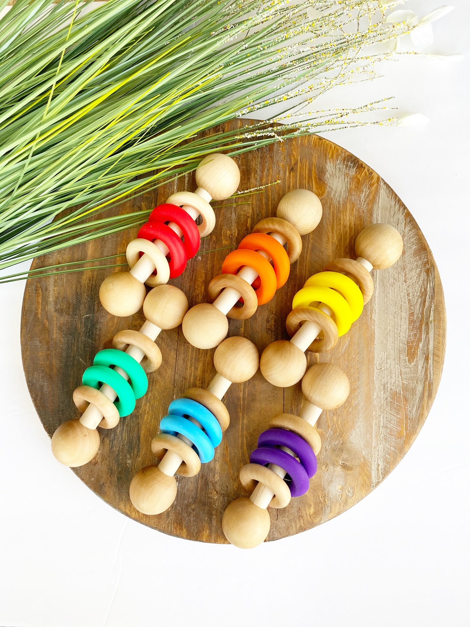 Rainbow Wooden Rattles for Rainbow Baby Gift Wooden - Etsy