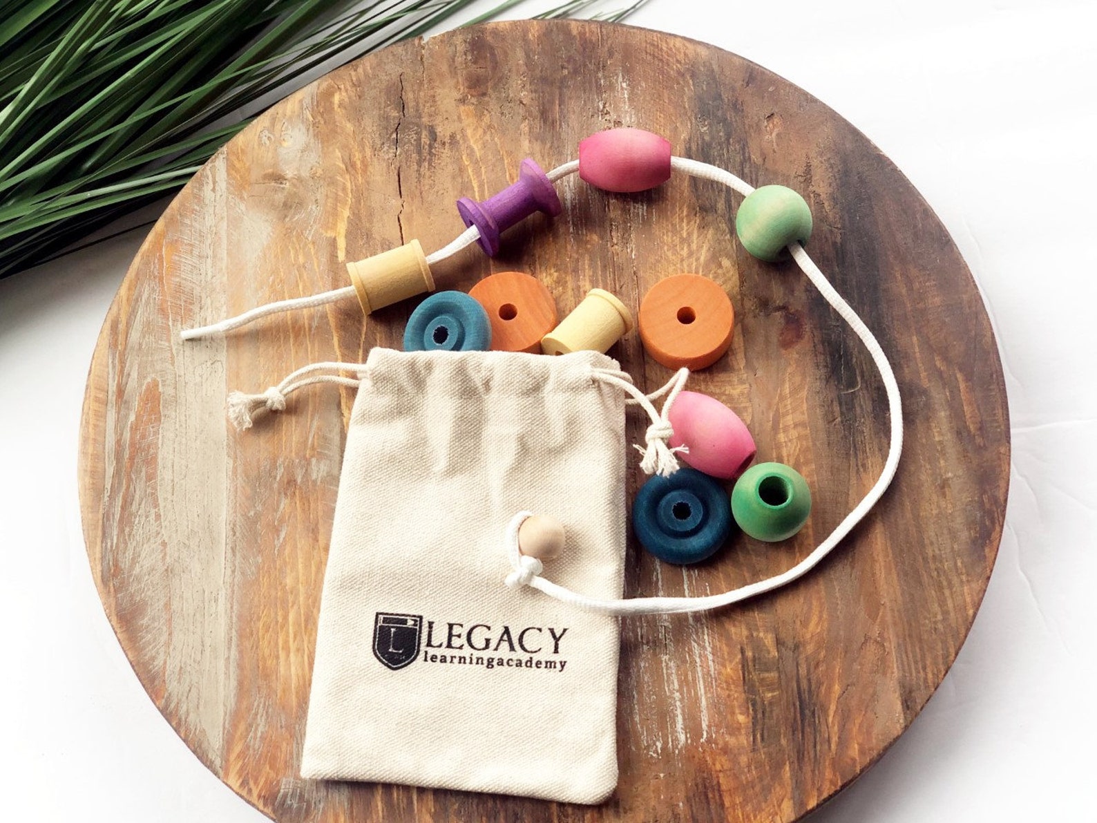 Wood Lacing Toy and Threading Toy, Wooden Bead Stringing Set for ...