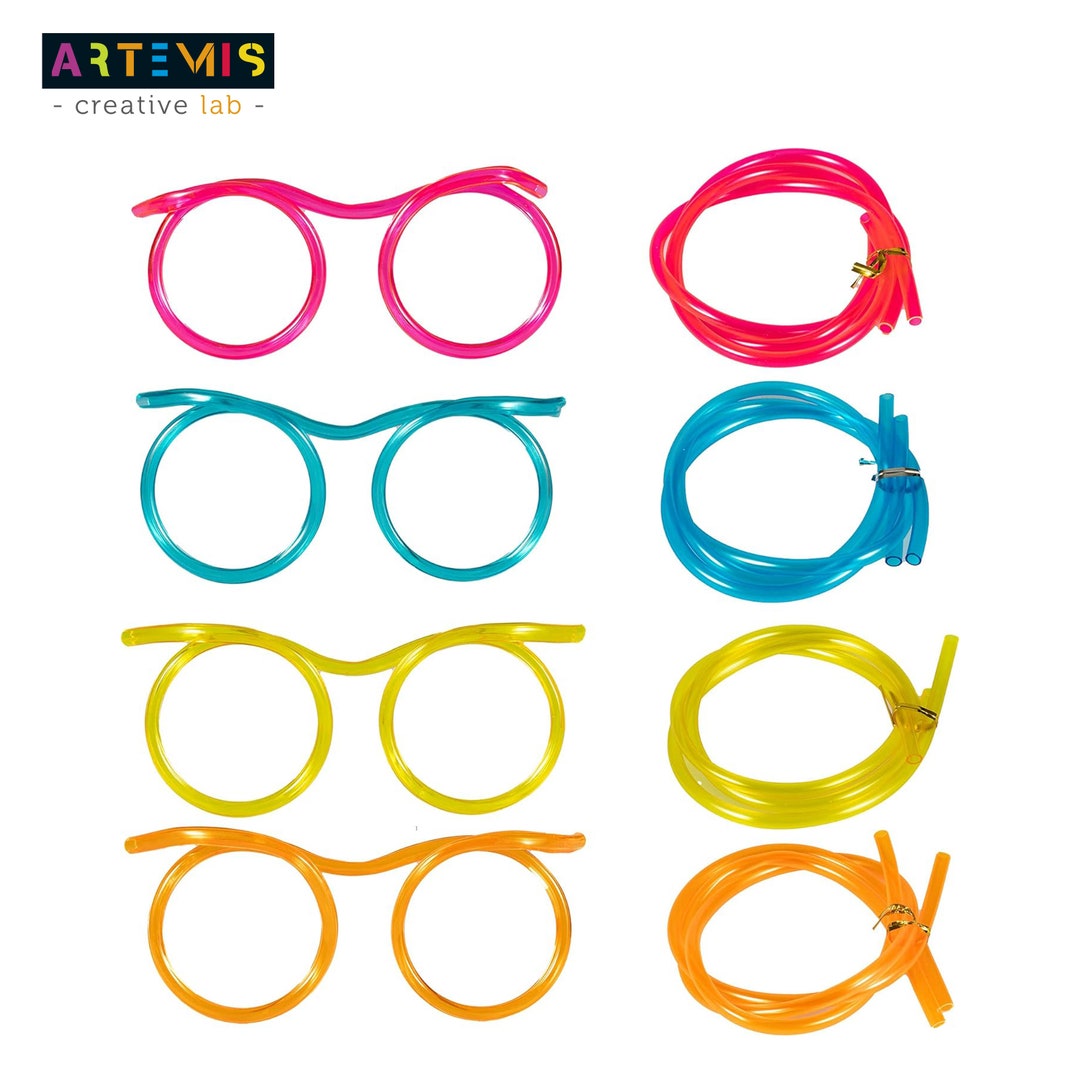 10PCS Silly Straw Glasses, Reusable Fun Loop Drinking Straw Eye Glasses ...