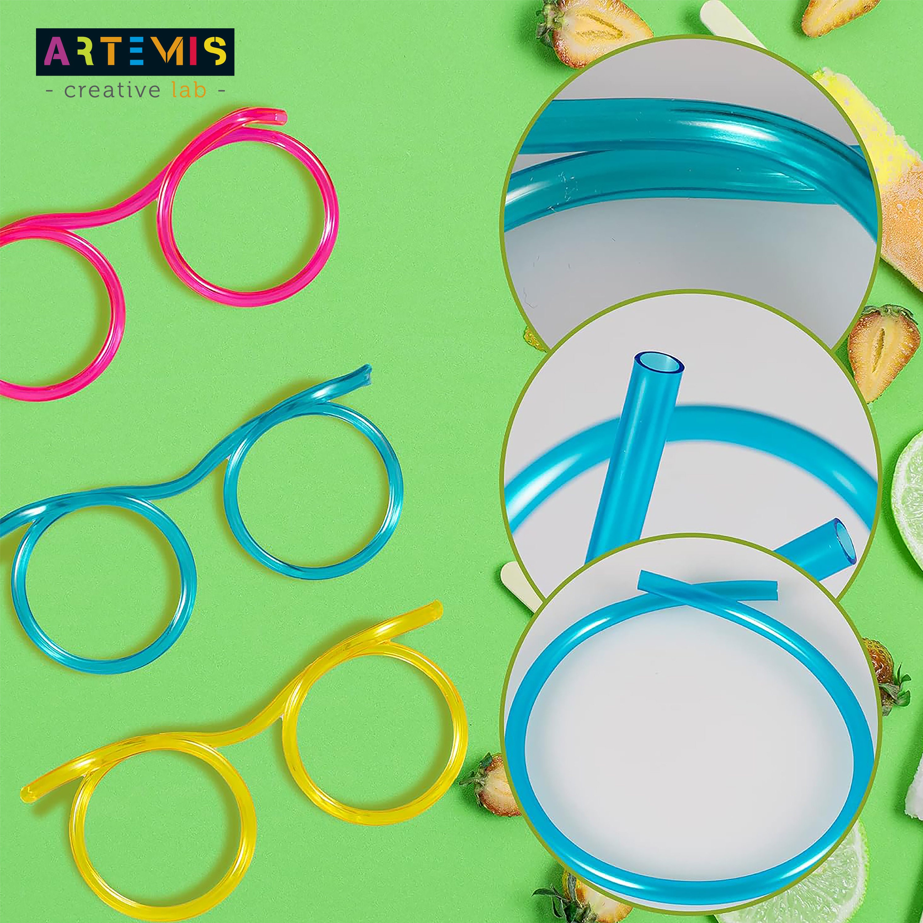 10PCS Silly Straw Glasses, Reusable Fun Loop Drinking Straw Eye Glasses ...