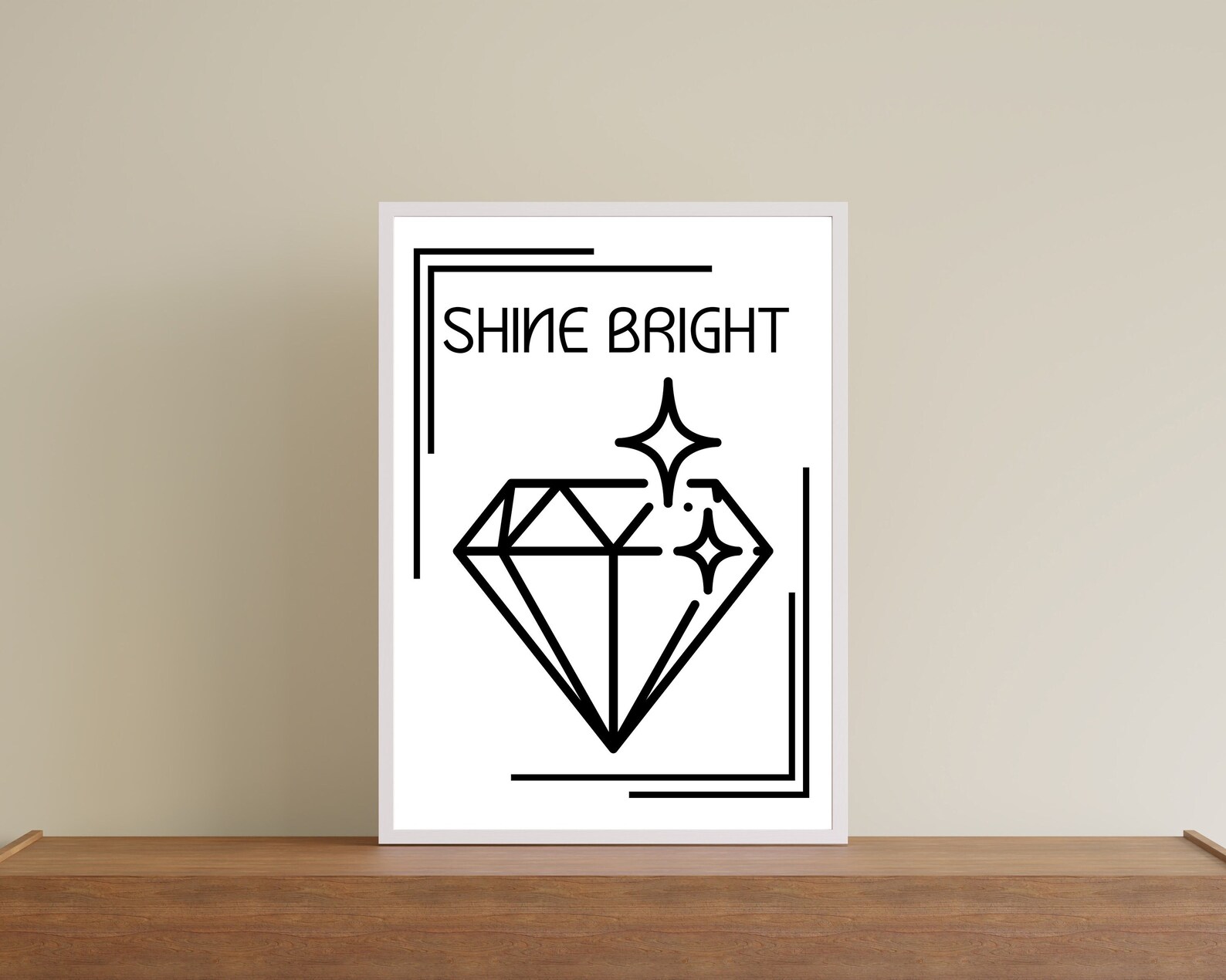 Minimal "shine Bright" Wall Art, Printable Digital Download, Modern Art ...