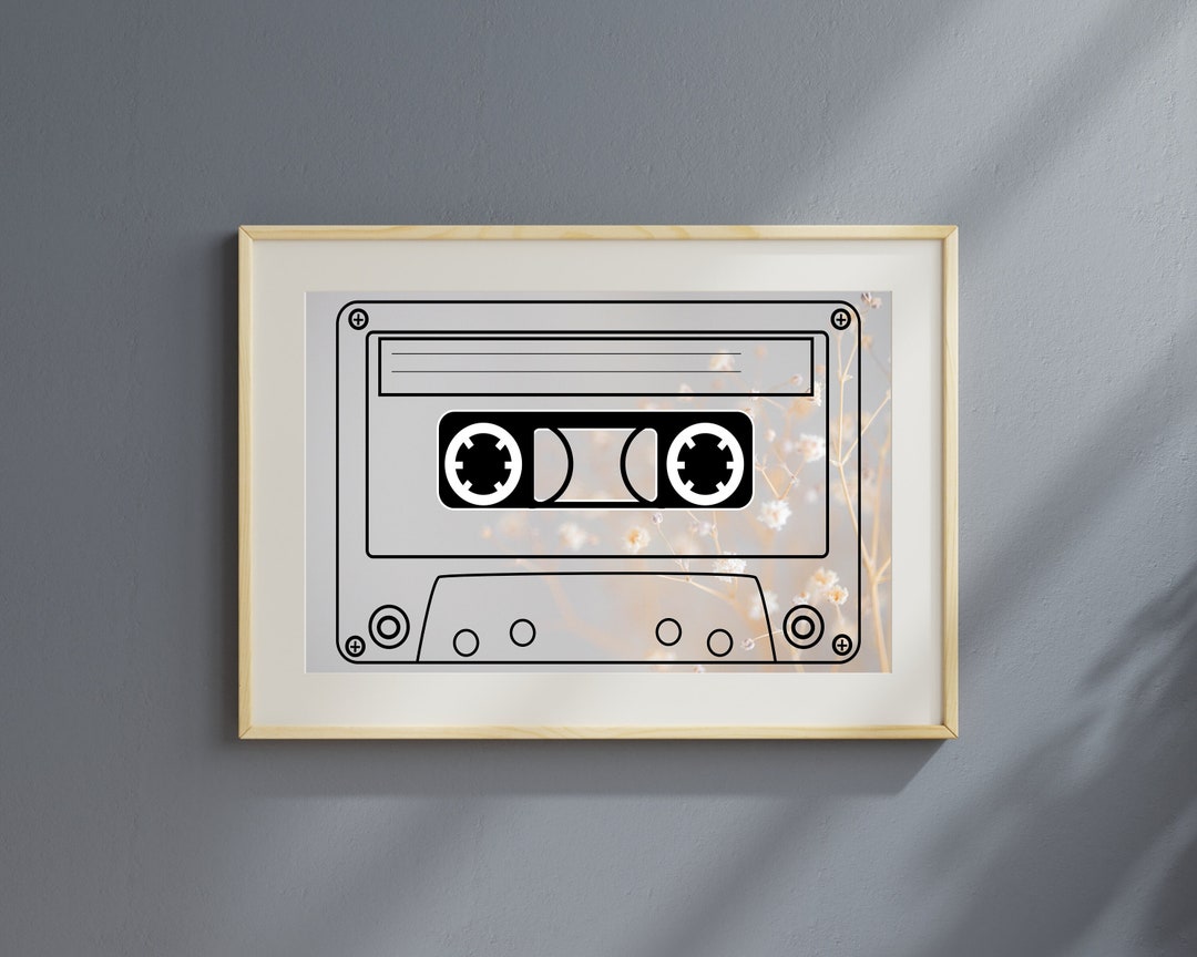 Vintage Cassette Tape Floral Printable PNG Digital Download, Minimalist ...