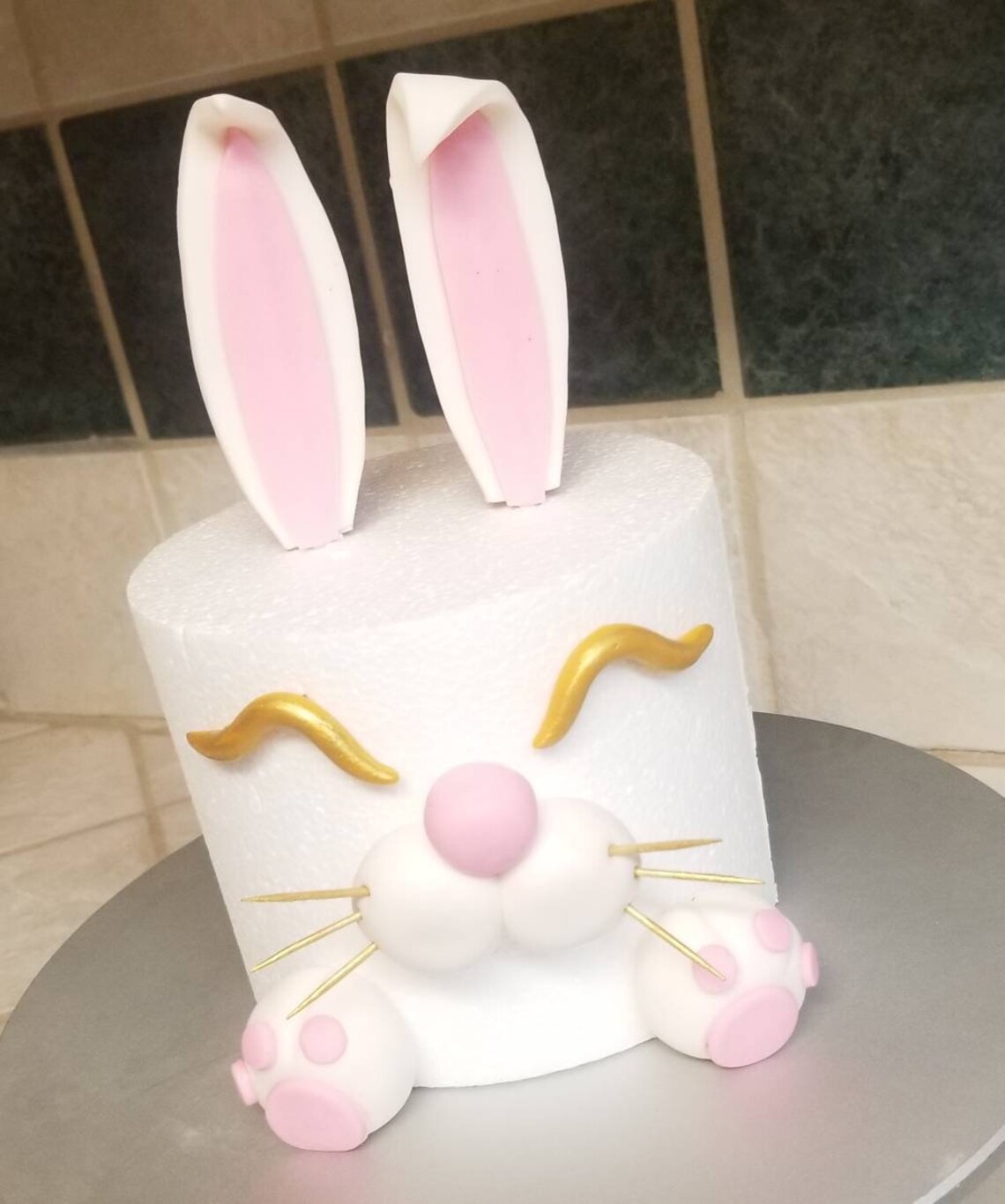 Fondant Bunny Rabbit Cake Topper Set | Etsy