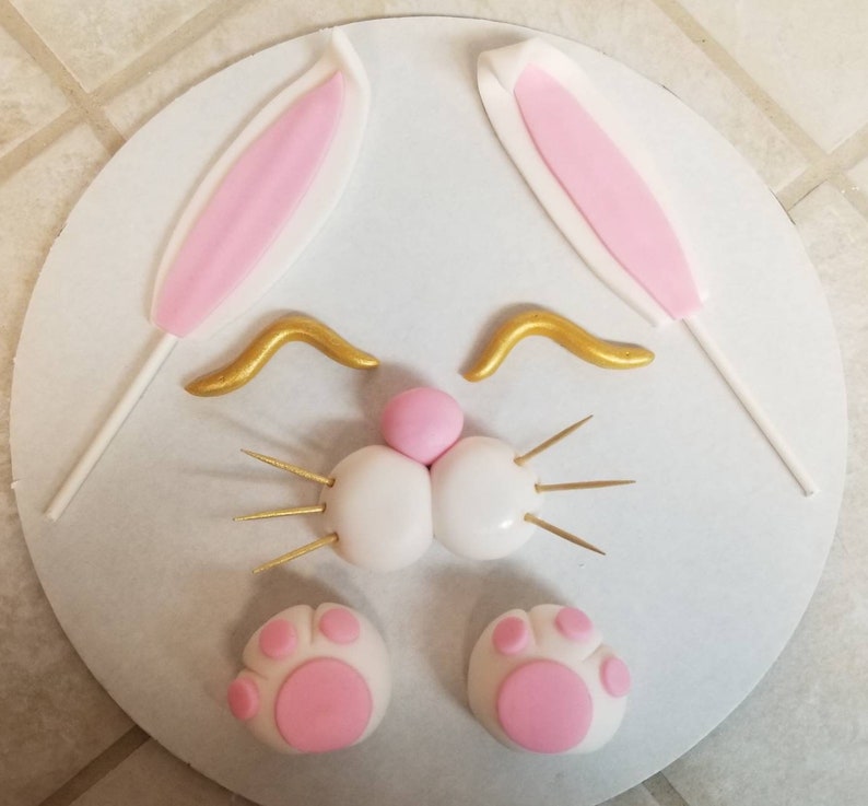 Fondant Bunny Rabbit Cake Topper Set | Etsy
