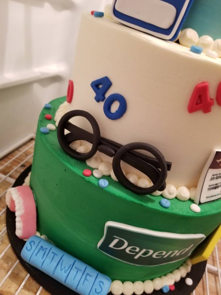 Handmade Fondant Over the Hill Old Age Cake Topper Set - Etsy