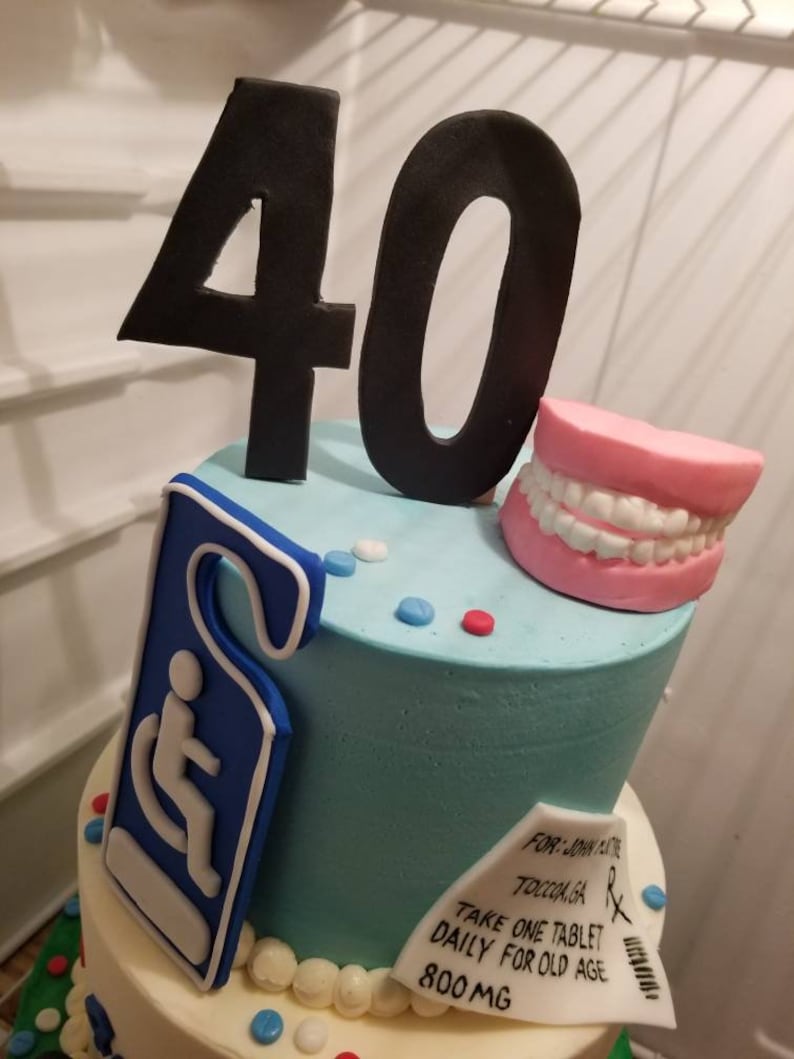 Handmade Fondant Over the Hill Old Age Cake Topper Set - Etsy