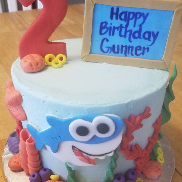 Shark Fondant Cake Topper - Etsy
