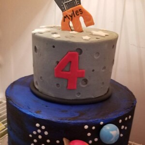 Handmade Fondant Outer Space Planets Spaceship Cake Topper Set - Etsy