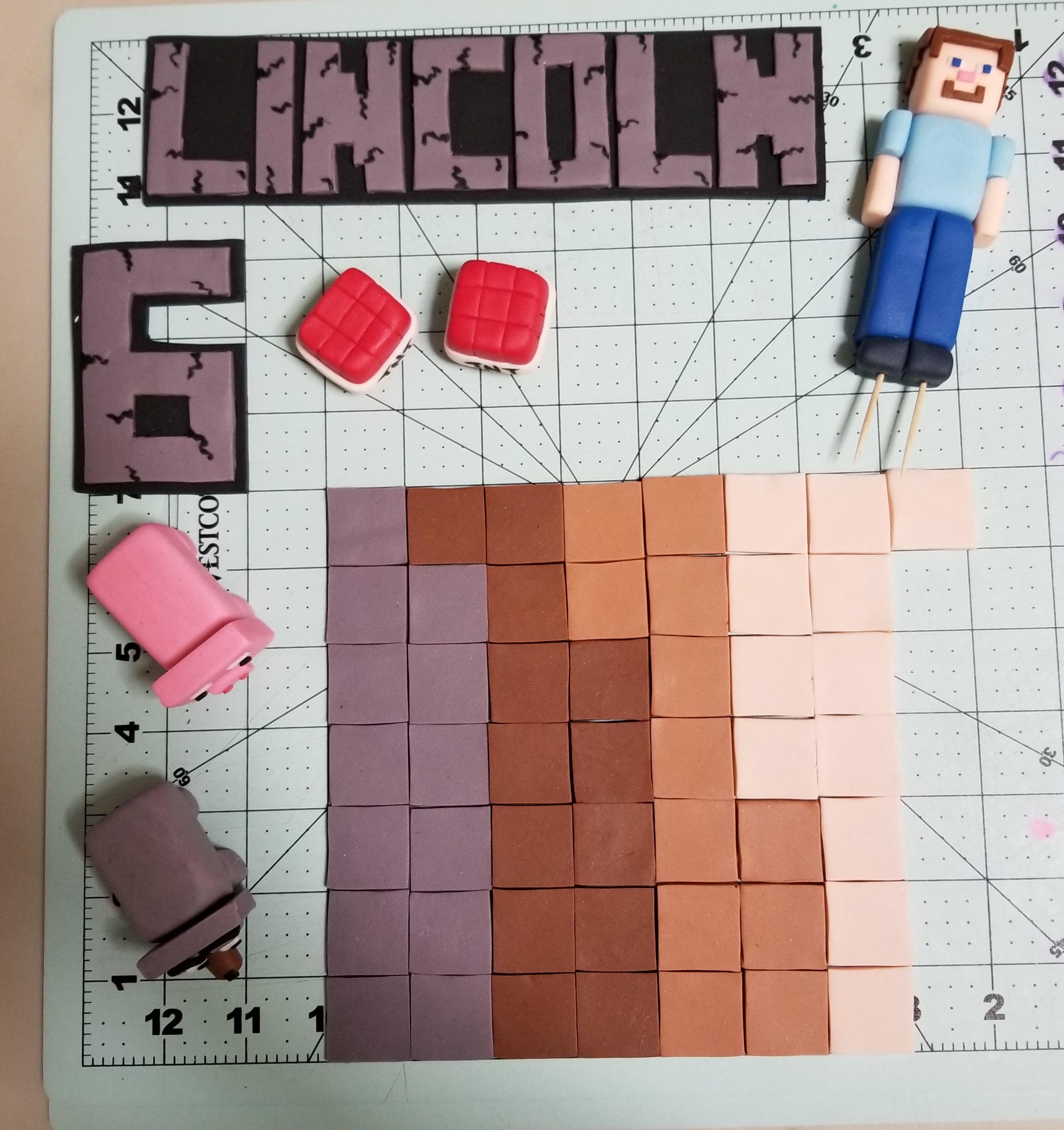 Handmade Fondant Minecraft Inspired Cake Topper Set - Etsy
