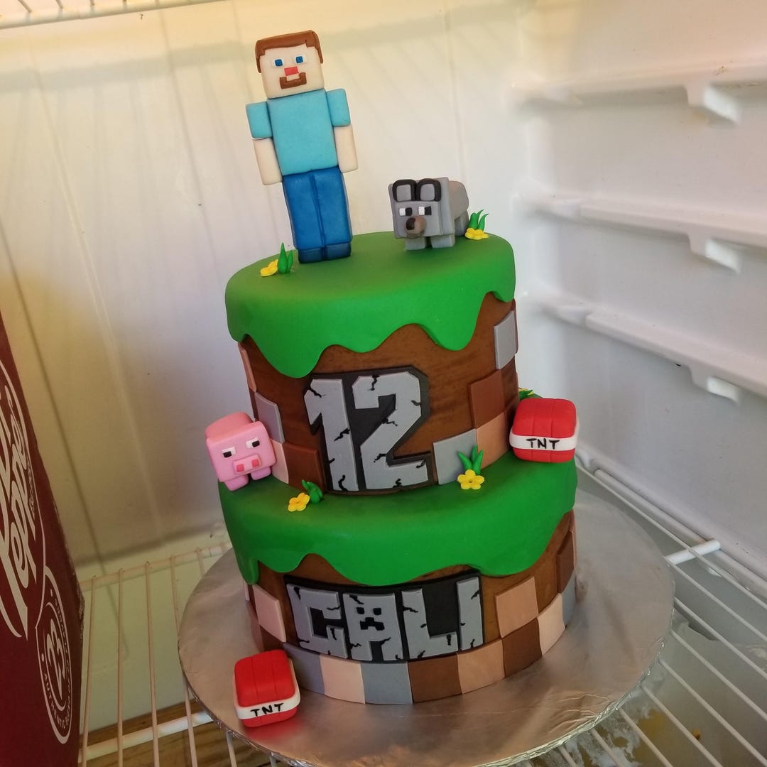 Handmade Fondant Minecraft Inspired Cake Topper Set - Etsy
